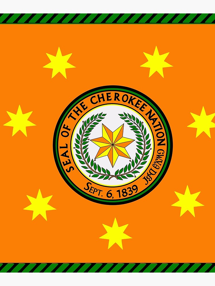 "Flag of the Cherokee Nation" Mounted Print for Sale by ArgosDesigns ...