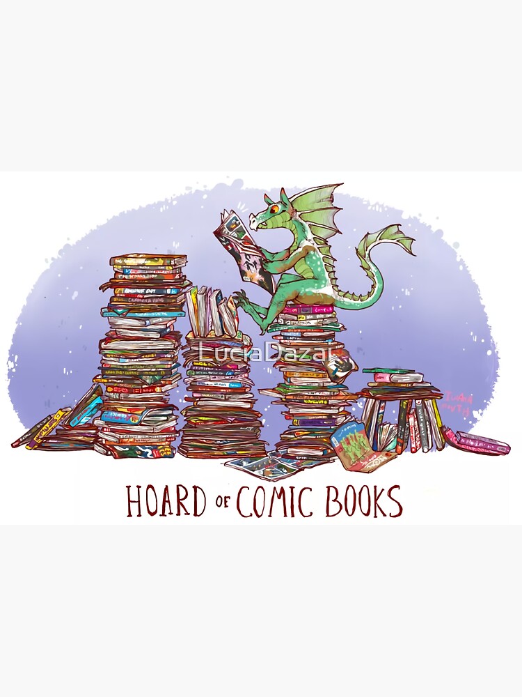 "Hoard of Comic Books" Sticker for Sale by LuciaDazai | Redbubble
