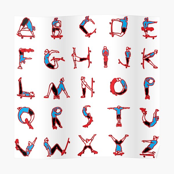 "Skateboard Alphabet" Poster by Magic-Moon | Redbubble