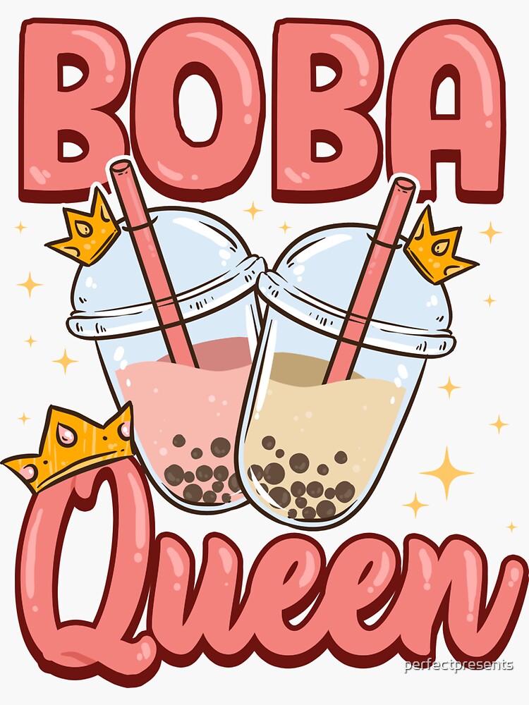 "Funny Boba Queen Kawaii Bubble Tea Boba Anime" Sticker for Sale by ...