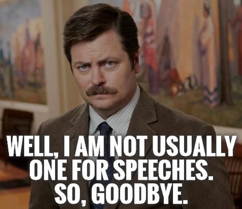 "Ron Swanson Goodbye" Stickers by RoseDesigns | Redbubble