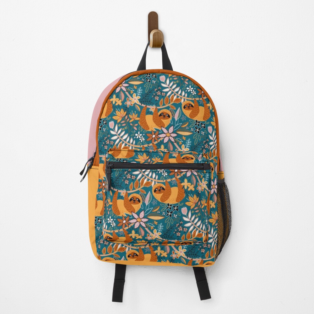 "Happy Boho Sloth Floral " Backpack for Sale by micklyn | Redbubble