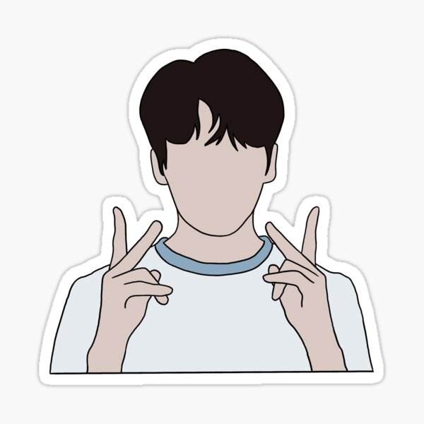 "Jungkook BTS drawing with peace signs" Sticker for Sale by chimsjoon ...