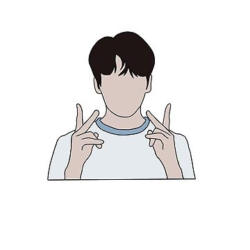 "Jungkook BTS drawing with peace signs" Sticker for Sale by chimsjoon ...