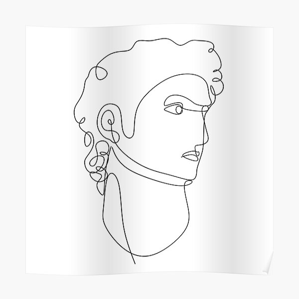 "Classic statue David line art illustration. " Poster by OneLinePrint ...