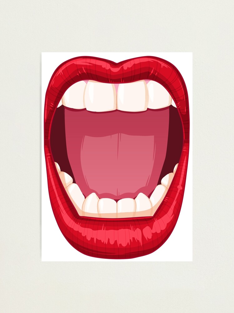 Open Mouth Cartoon Lips Photographic Print By Mohamedht Redbubble