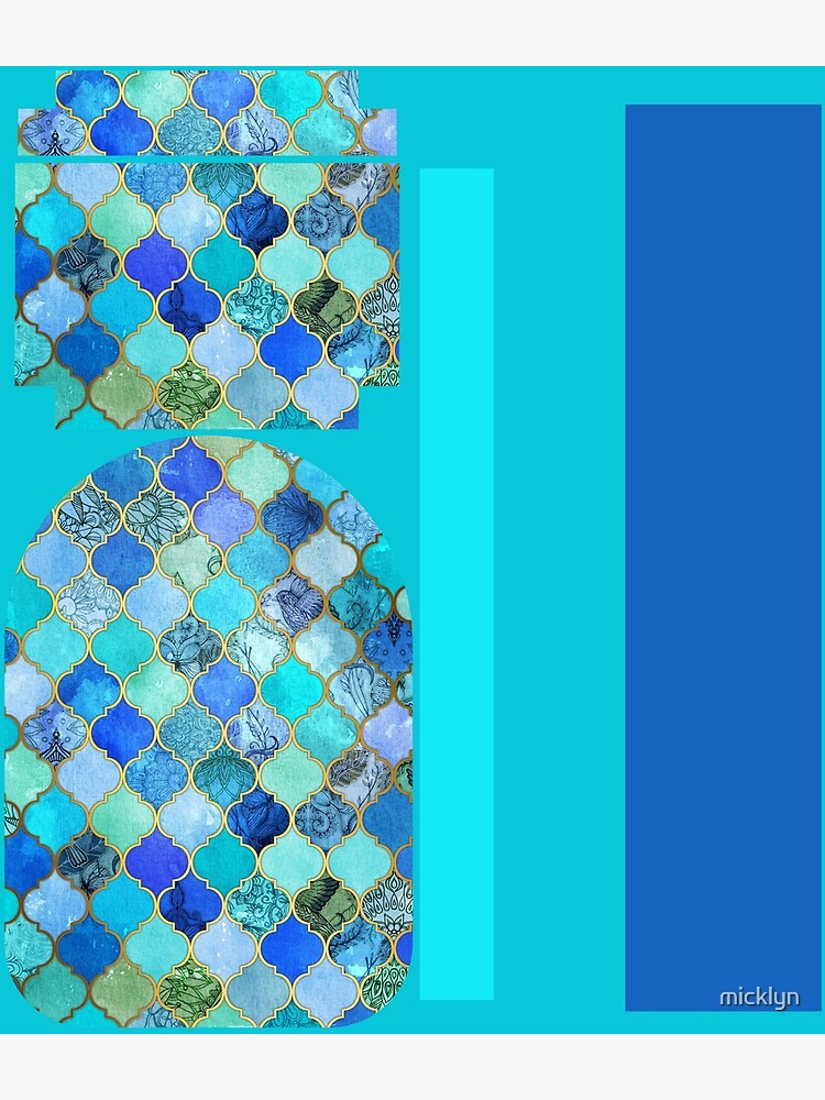 "Cobalt Blue, Aqua & Gold Decorative Moroccan Tile Pattern" Backpack ...