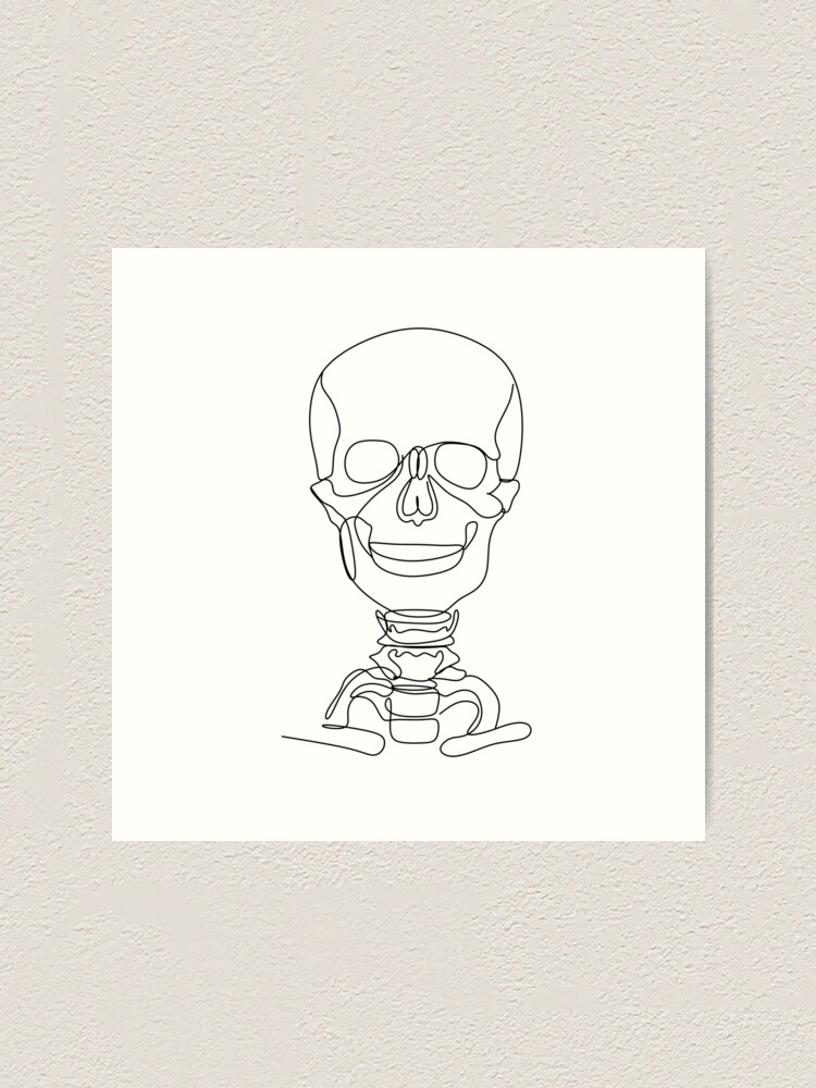 "skull one line drawing. medical symbol. minimalist print" Art Print by ...