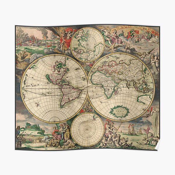 "World Map 1671" Poster by VintageLevel | Redbubble