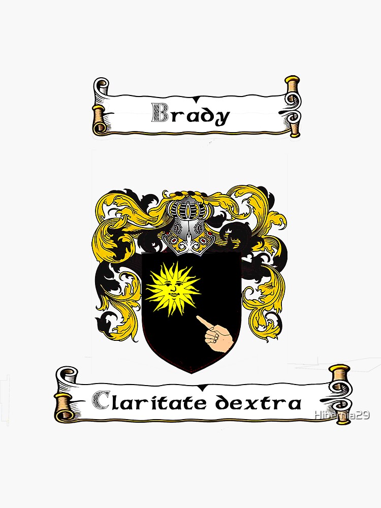 "Brady Family Crest and Motto" Sticker for Sale by Hibernia29 | Redbubble