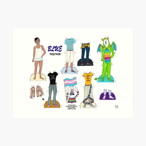 "Blue paper doll page 1" Art Print by neuroticowl | Redbubble