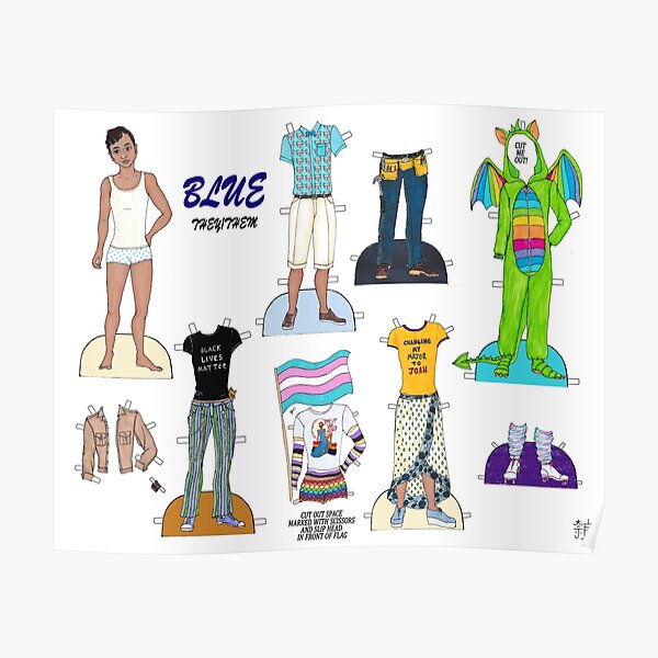 "Blue paper doll page 1" Poster by neuroticowl | Redbubble