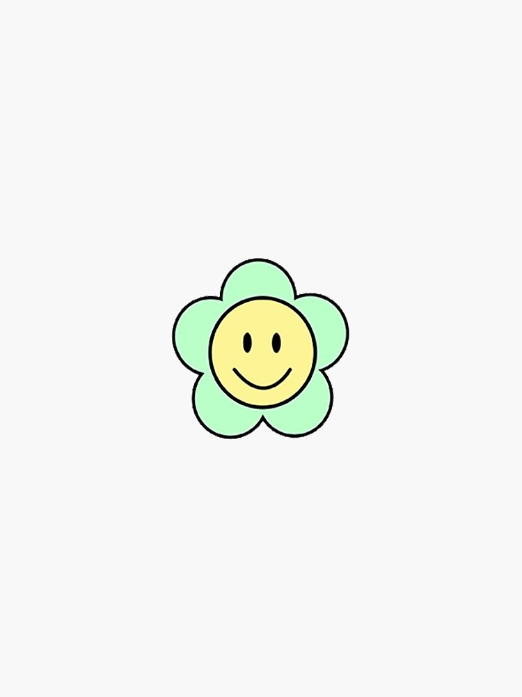 "Green Smiley Flower" Sticker for Sale by bychloedavies | Redbubble