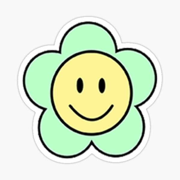 "Green Smiley Flower" Sticker for Sale by bychloedavies | Redbubble