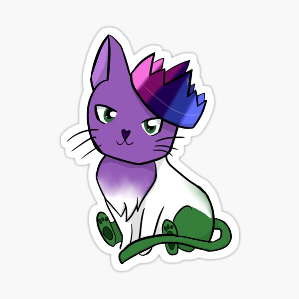 "Genderqueer Omnisexual Pride Cat" Sticker by LunarDoodles | Redbubble