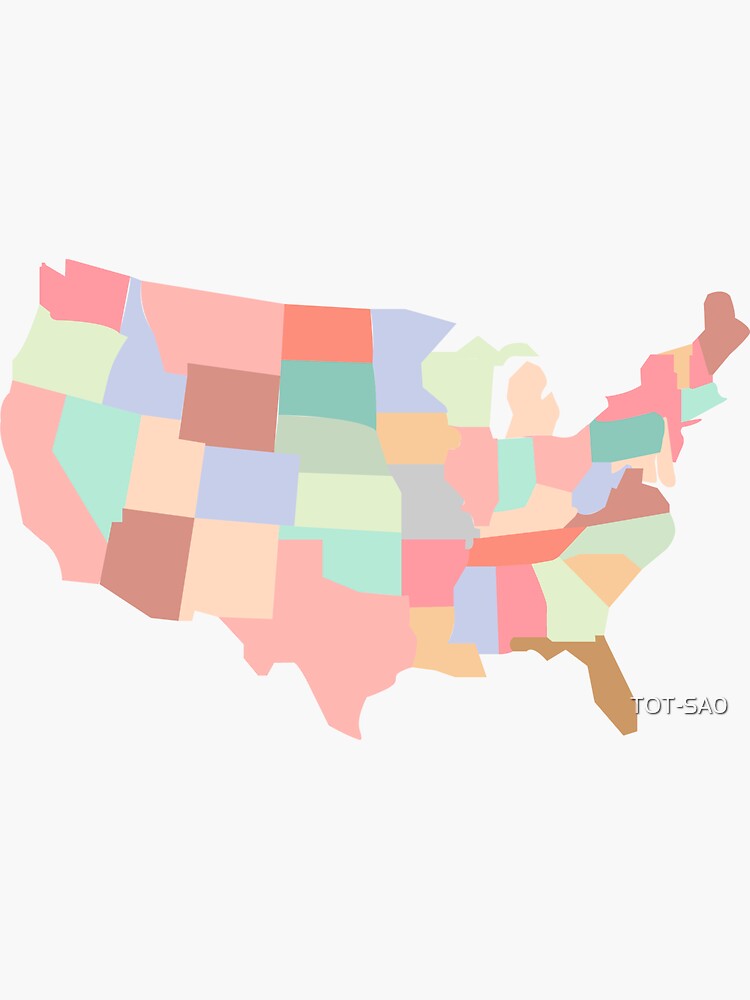 "USA map pastels" Sticker by TOT-SA0 | Redbubble