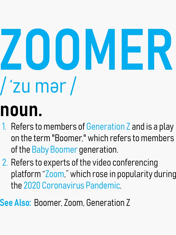 "Zoomer Definition Light" Sticker for Sale by r-janamsetty | Redbubble