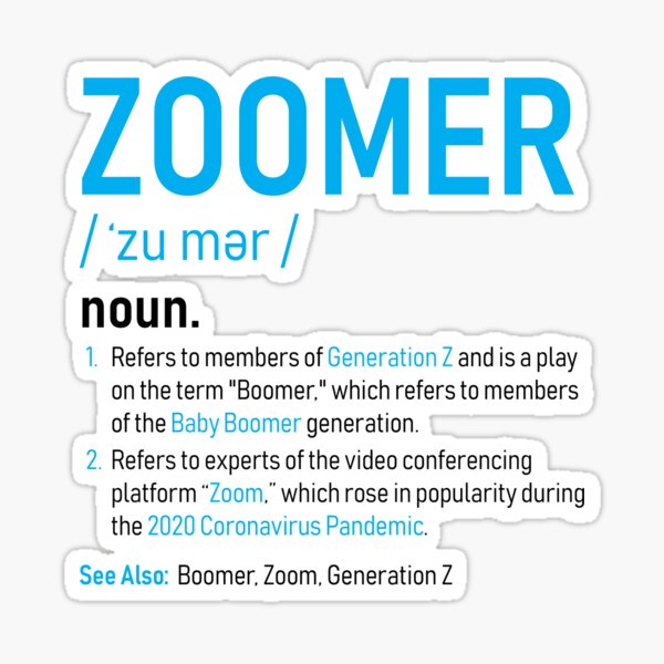 "Zoomer Definition Light" Sticker for Sale by r-janamsetty | Redbubble