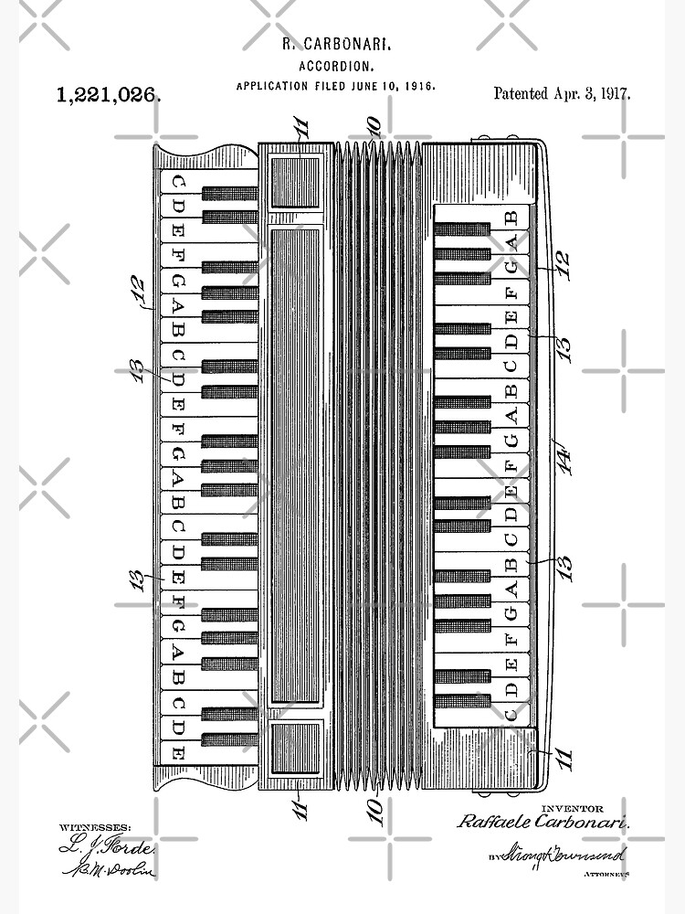 Lámina artística «Dibujo de Acordeón Vintage 1917 Dibujo Arte» de ...