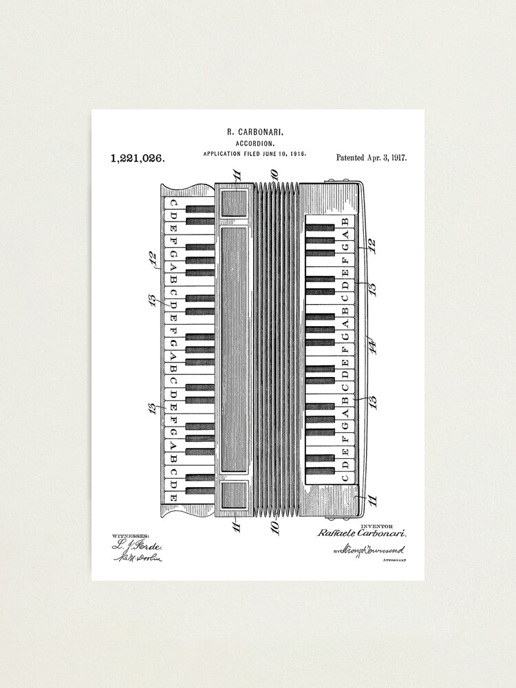 Lámina fotográfica «Dibujo de Acordeón Vintage 1917 Dibujo Arte» de ...