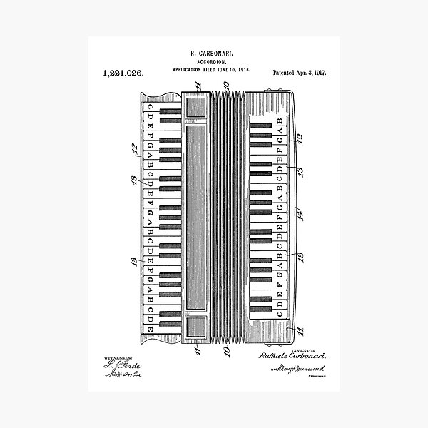 Lámina fotográfica «Dibujo de Acordeón Vintage 1917 Dibujo Arte» de ...