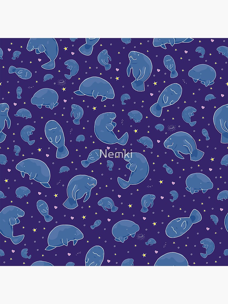 "Manatees at Night" Sticker by Nemki | Redbubble