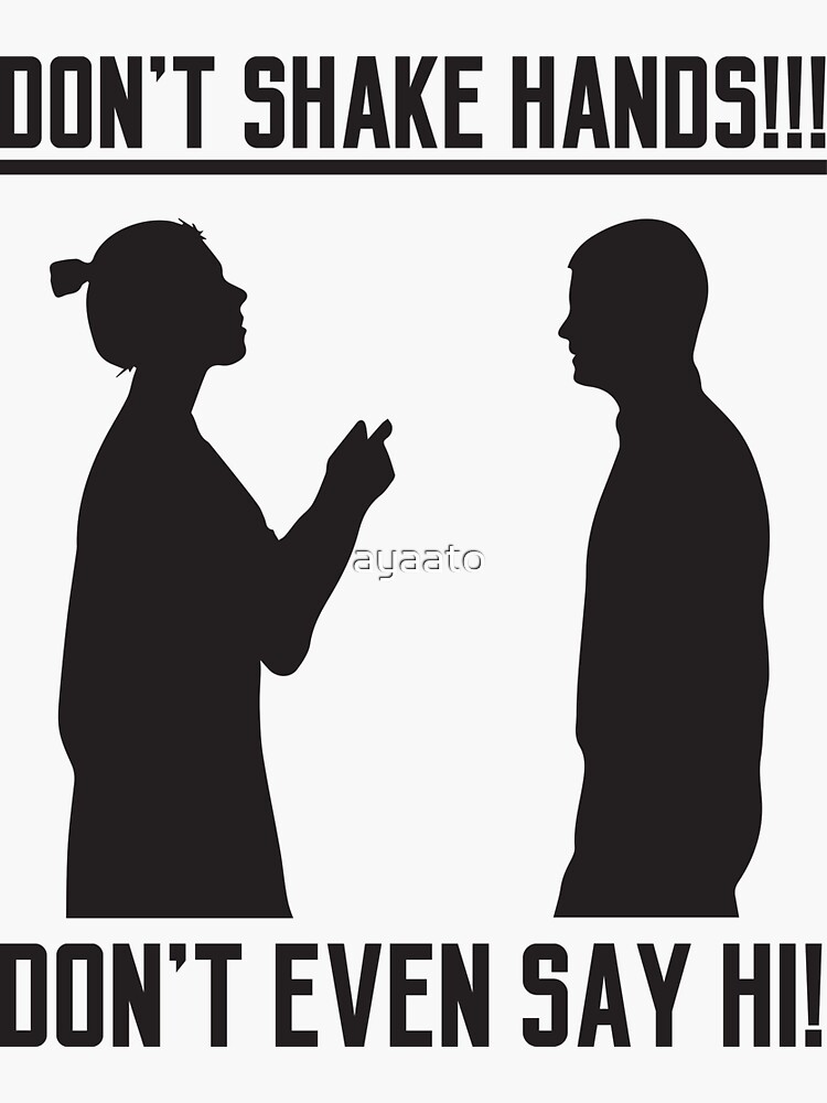 "Don't shake hands social distancing" Sticker by ayaato | Redbubble