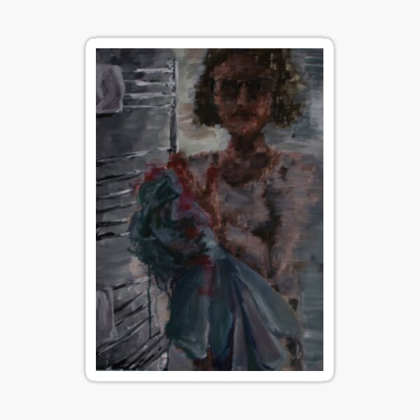 "portrait painting - abstract bathroom figure" Sticker by lucia-rice ...