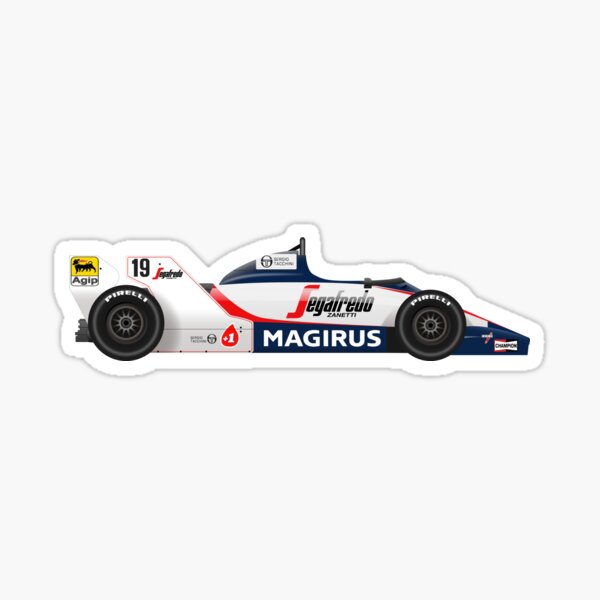 "Toleman Hart 183B - Ayrton Senna" Sticker by burrowheel | Redbubble