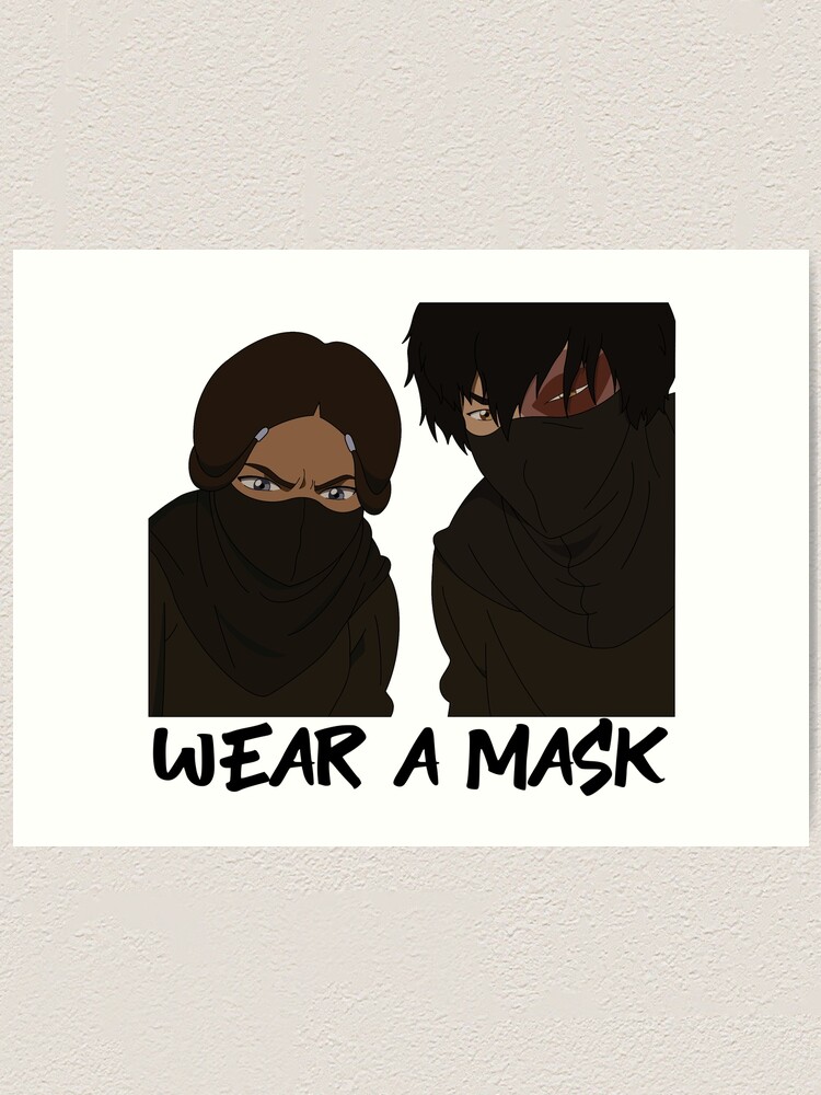 "katara and zuko from avatar wear a mask" Art Print for Sale by ...