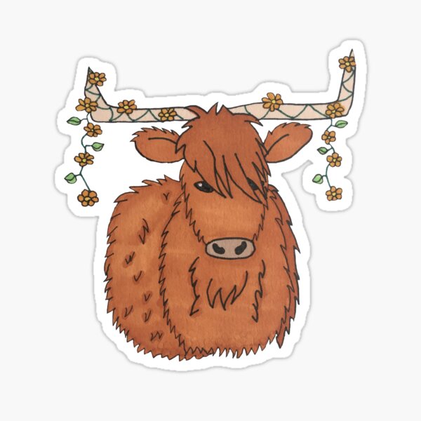 "cute fluffy brown cow" Sticker for Sale by cows-and-more | Redbubble