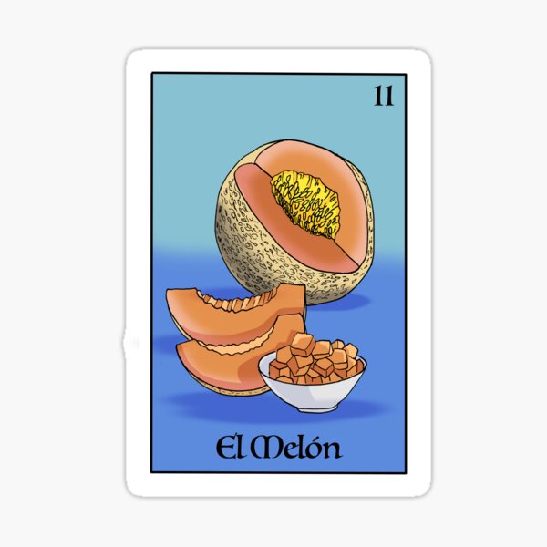 "Card 11 The re-illustrated Mexican lottery melon" Sticker by CecyLL ...