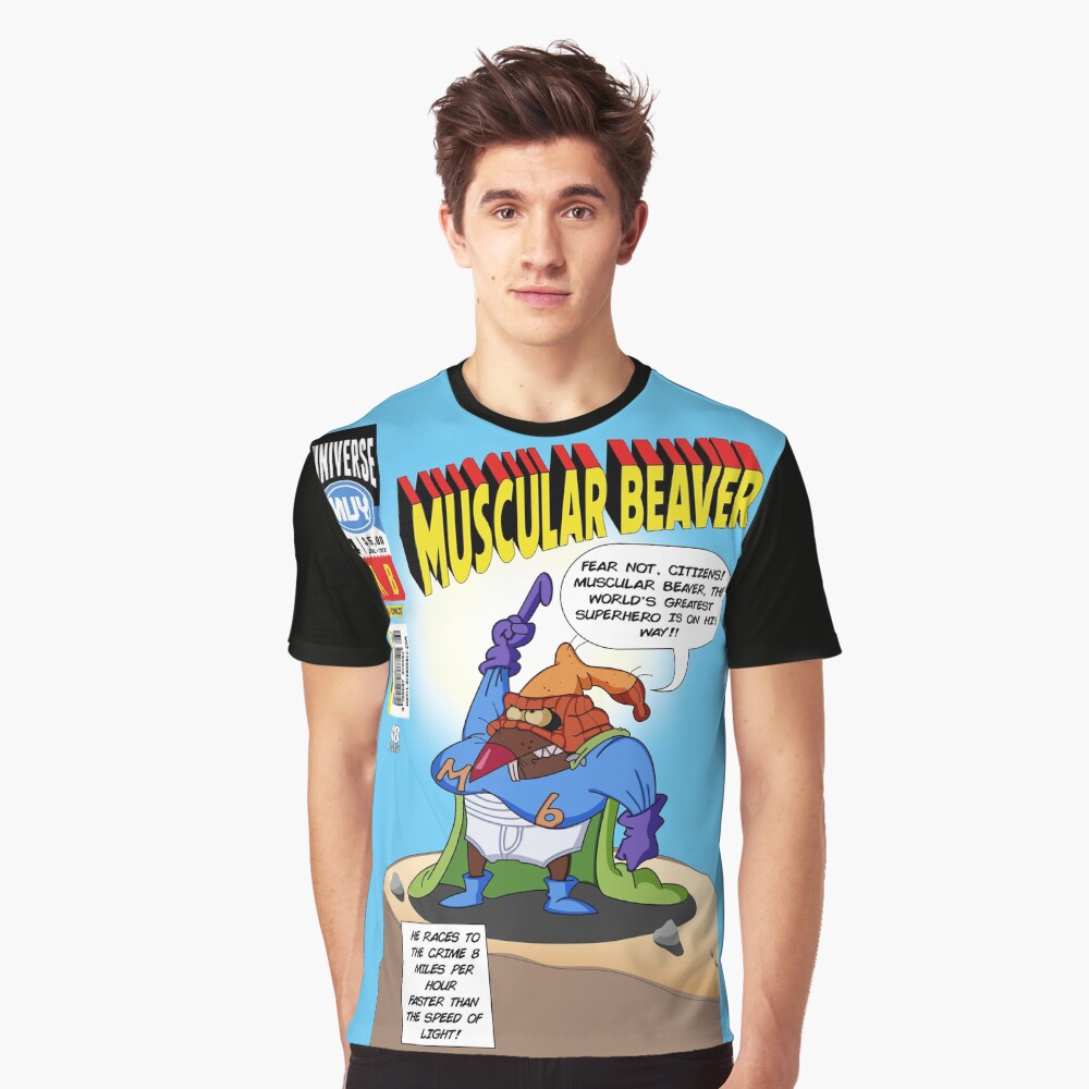 "Muscular Beaver Comic" Sticker for Sale by muyfl | Redbubble