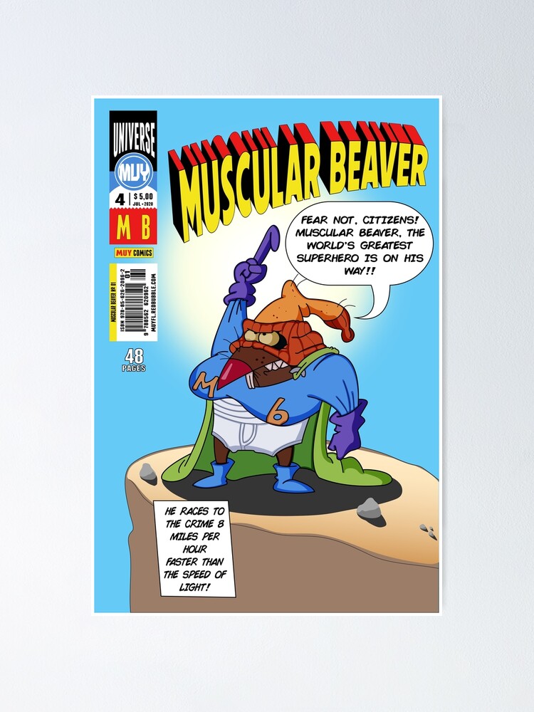 "Muscular Beaver Comic" Poster by muyfl | Redbubble
