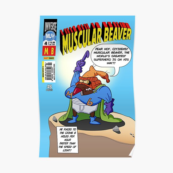 "Muscular Beaver Comic" Poster by muyfl | Redbubble