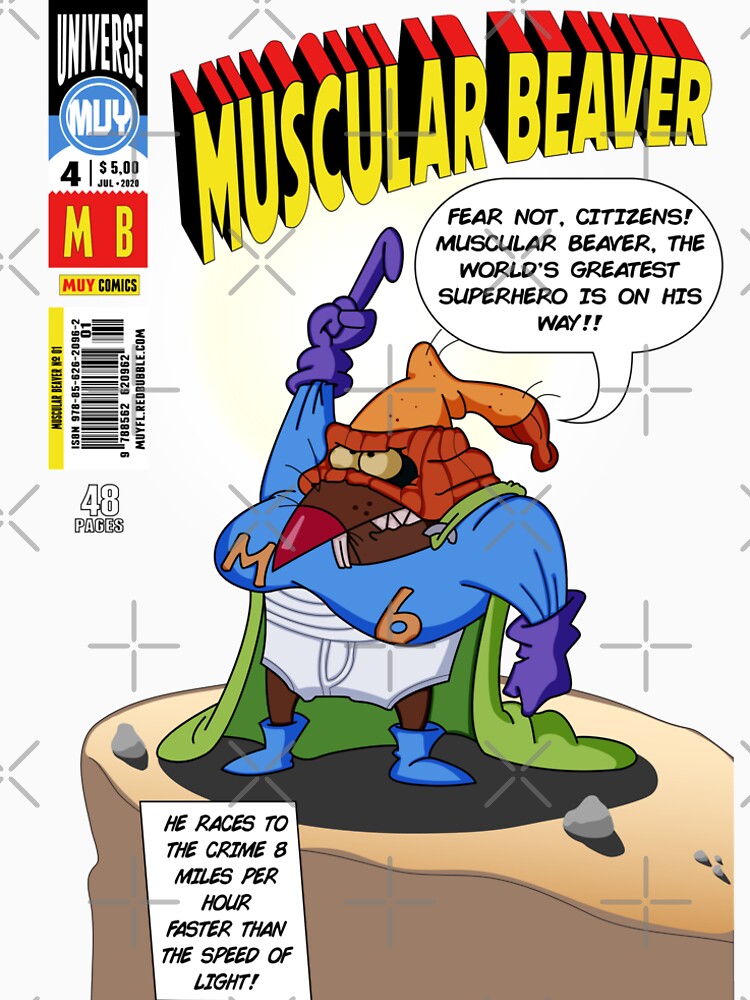"Muscular Beaver Comic" T-shirt by muyfl | Redbubble