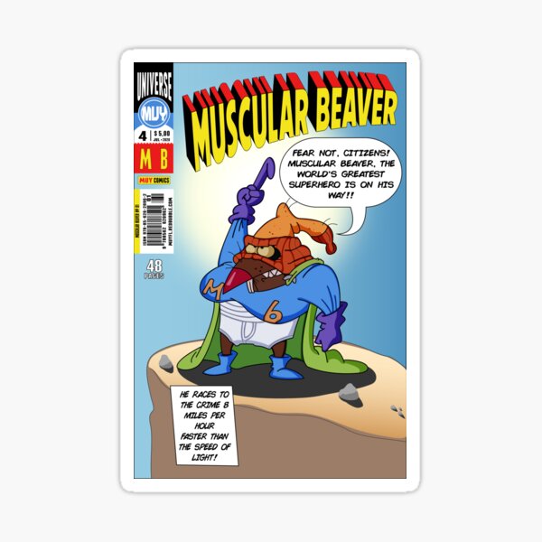 "Muscular Beaver Comic" Sticker for Sale by muyfl | Redbubble