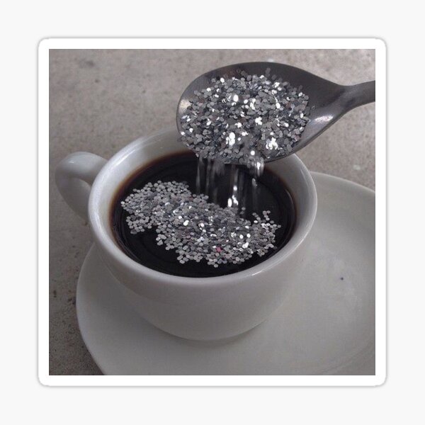 "cup of silver glitter coffee sticker" Sticker for Sale by ...