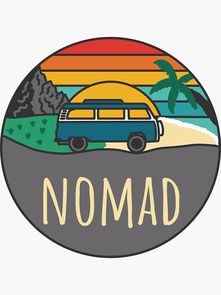 "Nomad | Camper Van Landscape Retro Illustration" Sticker by ...