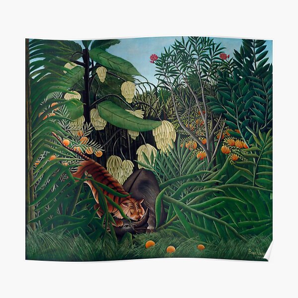 "Fight between a Tiger and a Buffalo (1908) by Henri Rousseau" Poster ...