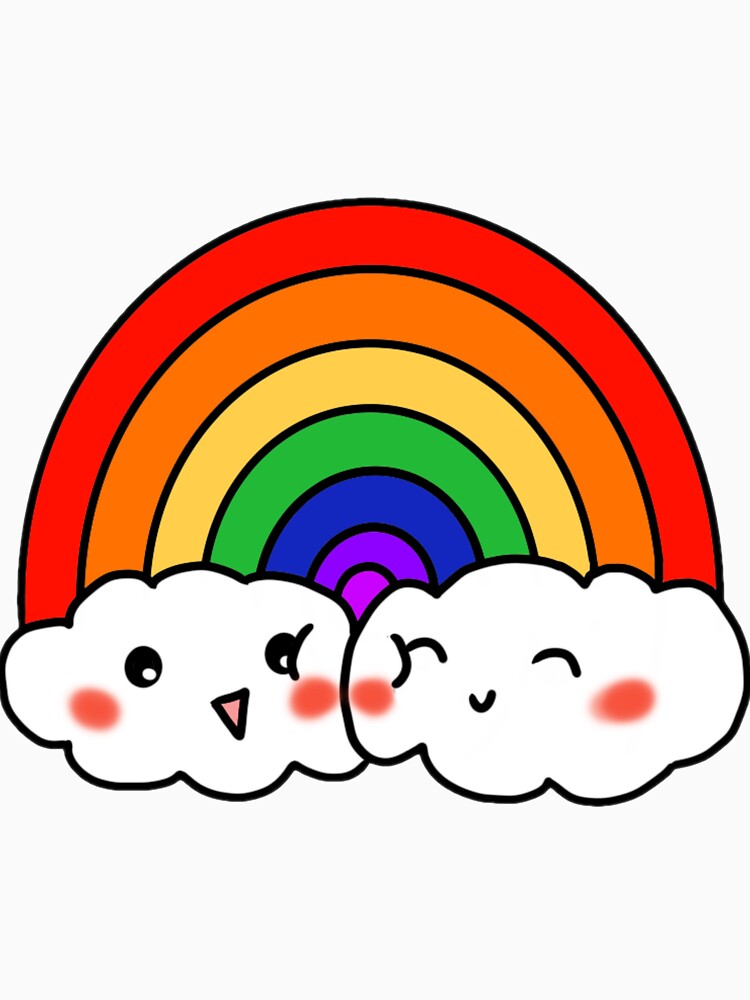 "Rainbow Clouds Cute Kawaii Illustration" T-shirt by Chibi657 | Redbubble