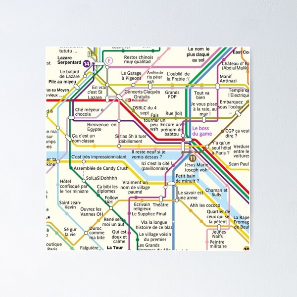 "Parody of the Paris metro map" Poster by Tibo RIV | Redbubble