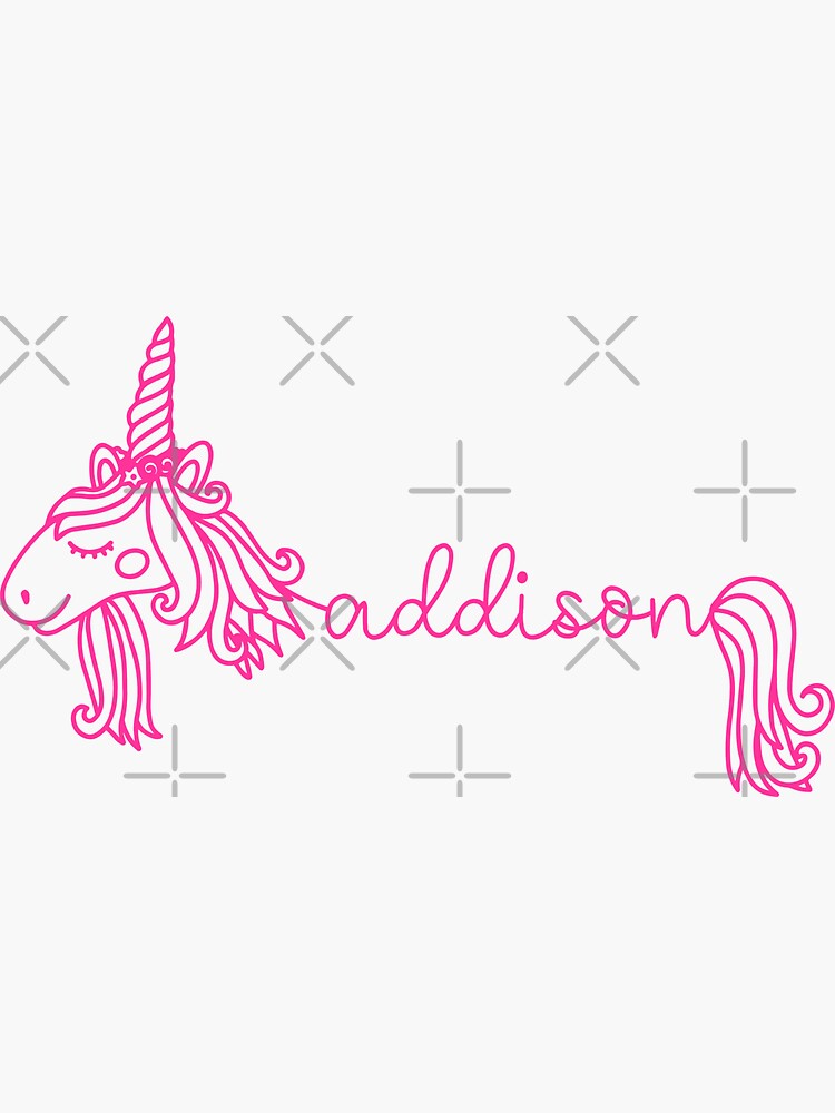 "Addison Unicorn Pink Girly Name" Sticker by JaneApril | Redbubble