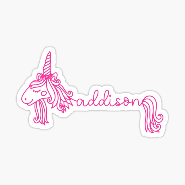 "Addison Unicorn Pink Girly Name" Sticker by JaneApril | Redbubble