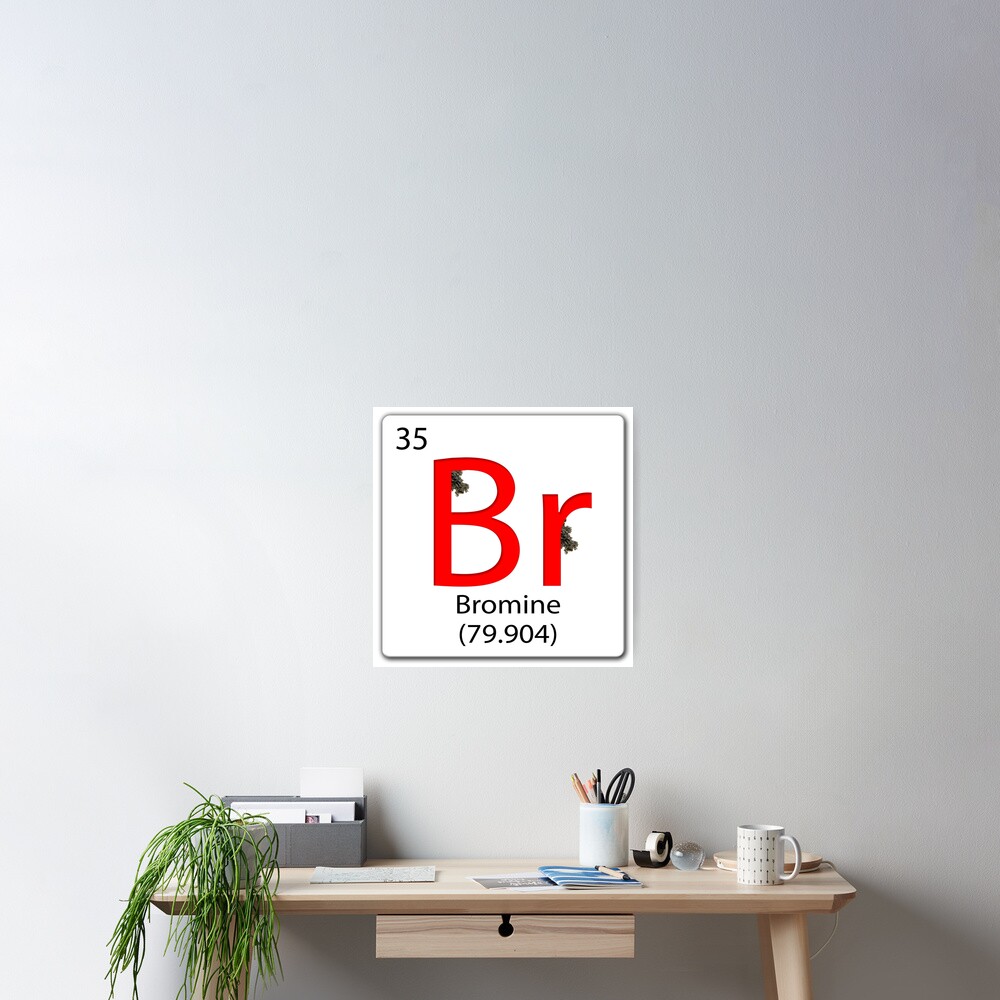 " chemical element tile Br Bromine with seaweed. Bromine was discovered ...