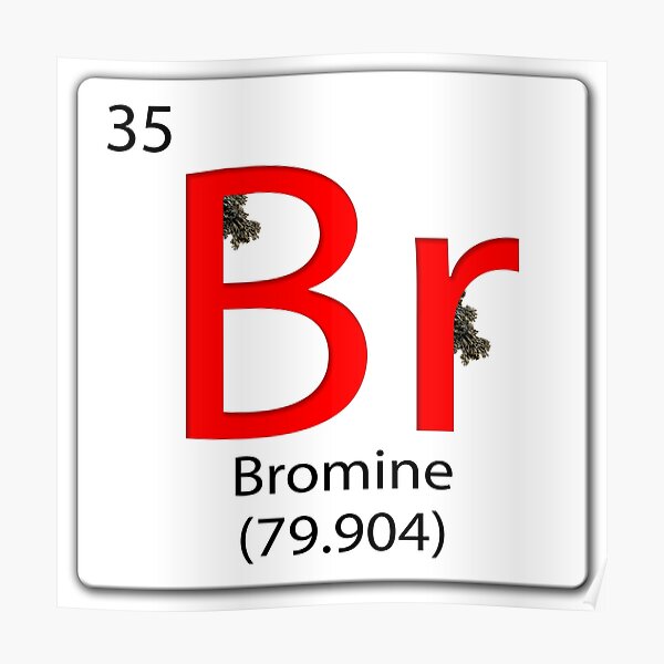 " chemical element tile Br Bromine with seaweed. Bromine was discovered ...