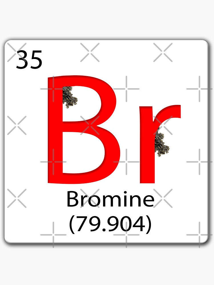 " chemical element tile Br Bromine with seaweed. Bromine was discovered ...