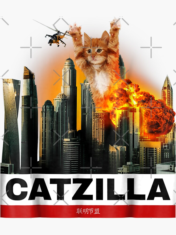 "CATZILLA - Funny Kitty for Cat lovers to Halloween" Sticker for Sale ...