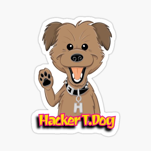 "HACKER T DOG (DOUGGY PLEDGER ART)" Sticker by Unspirations | Redbubble