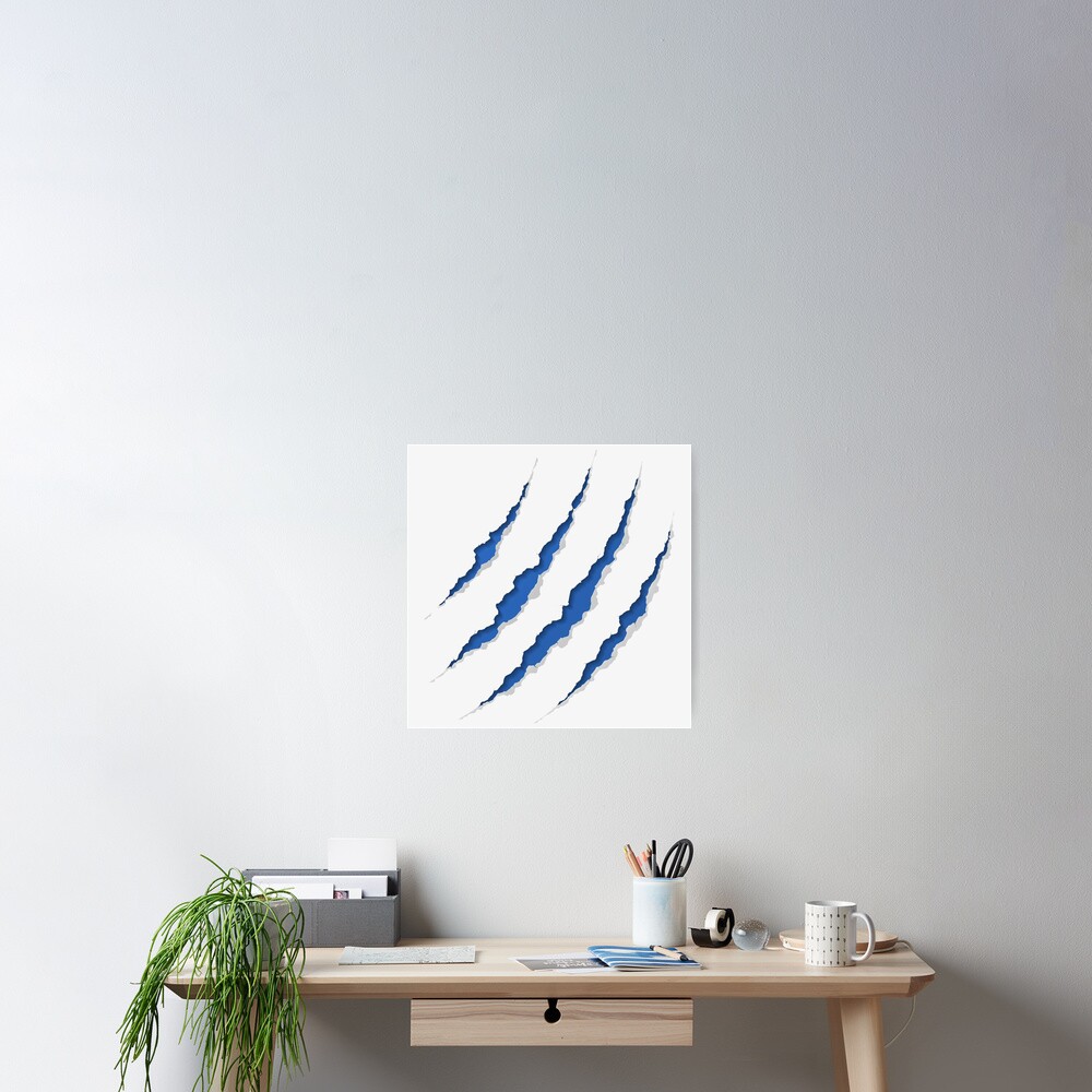 "Blue Claw Scratch" Poster by MechaJames | Redbubble